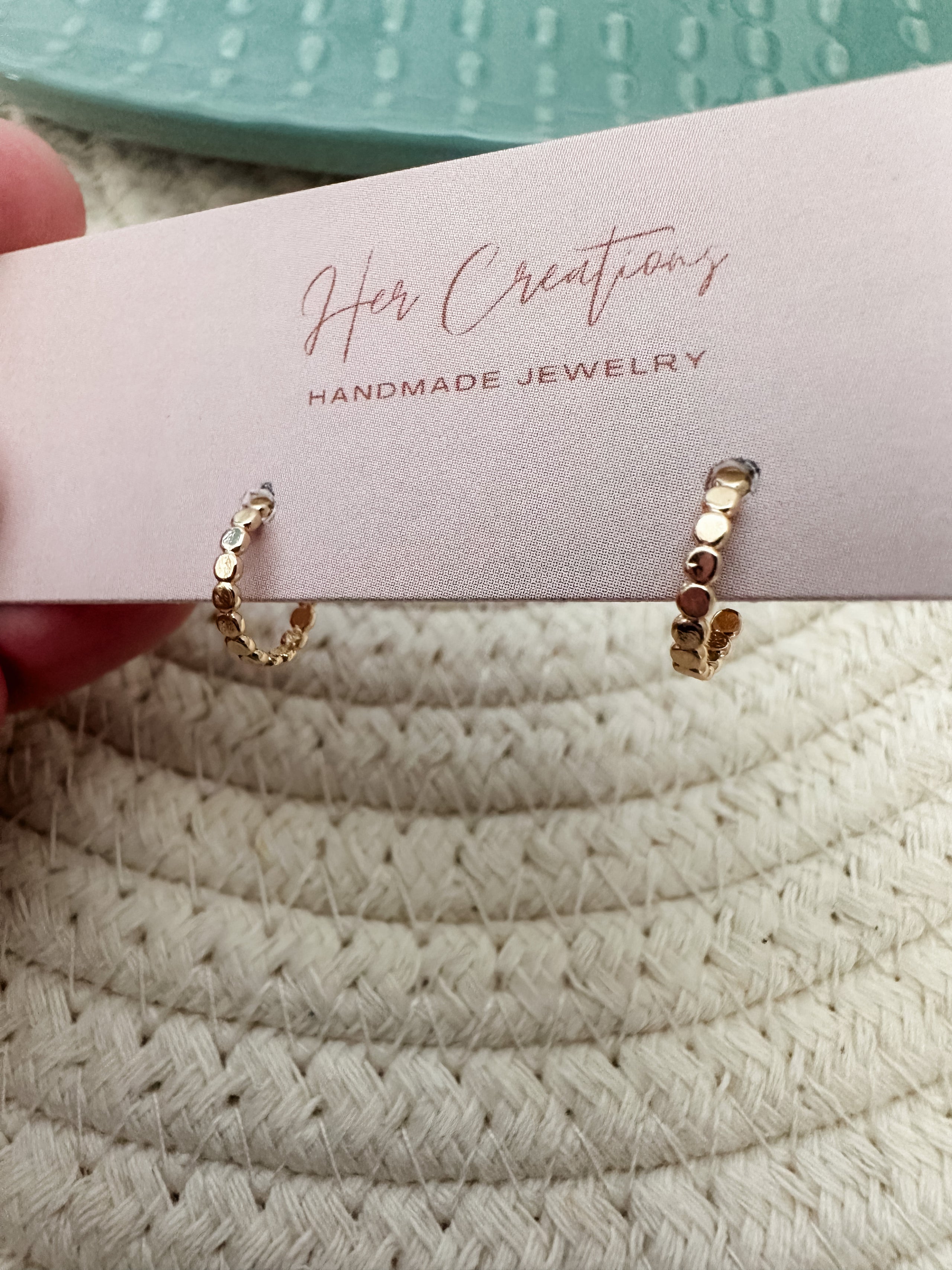 Small Gold Hoops with Circle Detail | Her Creations Jewelry